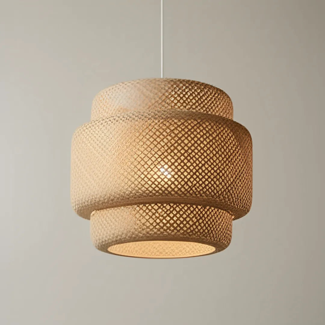 Luminária Pendente Cilíndrica de Bambu | Design Artesanal Sustentável